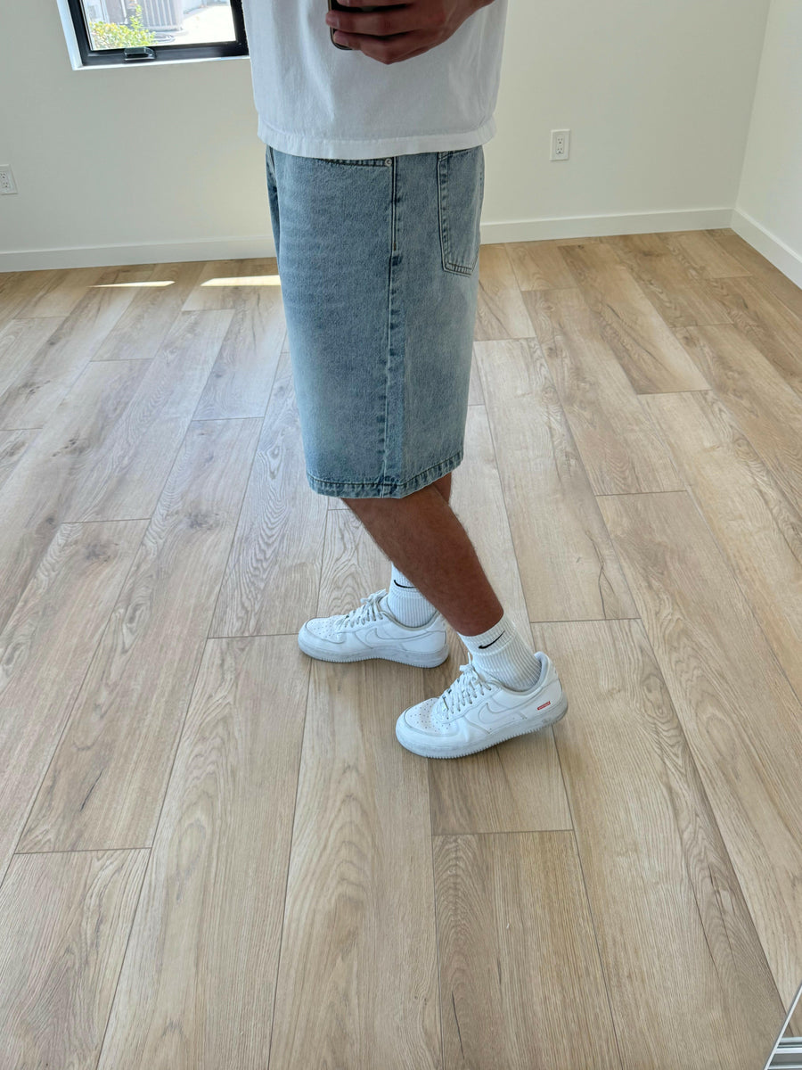 Faded Light Blue Baggy Jorts for Trendy Summer Style – Fluenced