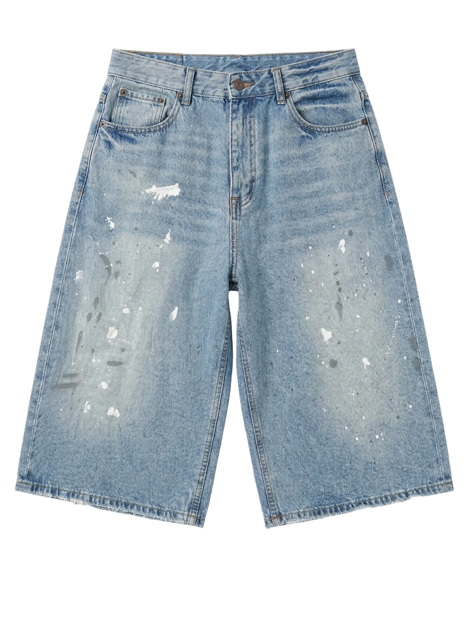 Paint Splatter Blue Baggy Long Jorts – Fluenced